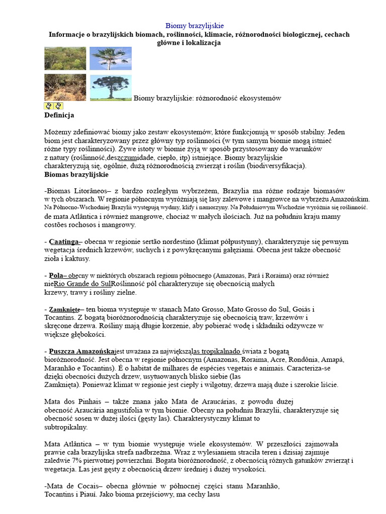 Brazylijskie Biomy | PDF