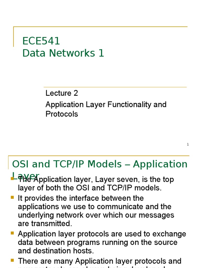 ECE541 Data Networks 1: Application Layer Functionality and Protocols | PDF | Port (Computer ...