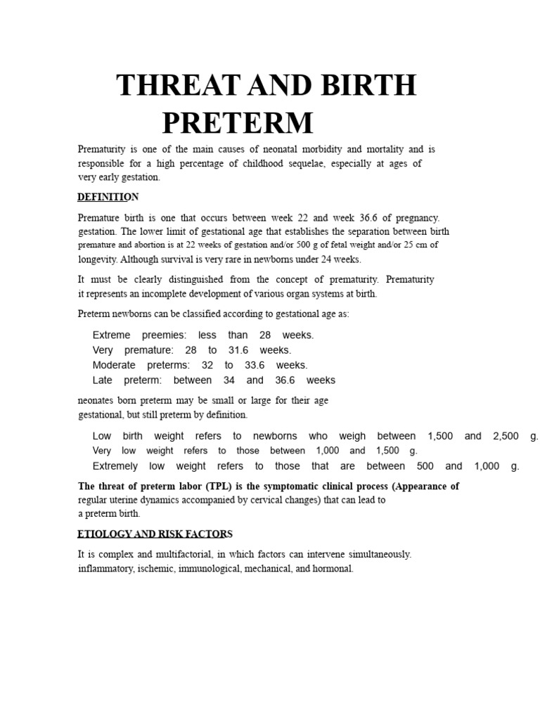 1. THREAT AND PRETERM LABOR | PDF | Preterm Birth | Childbirth