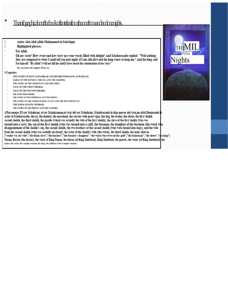 The Infographic About the Book of 10 Tales from One Thousand and One ...