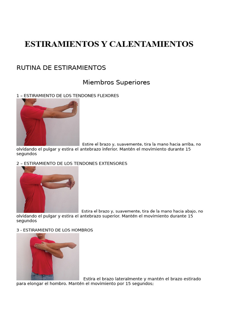 Rutina de Estiramientos y Calentamientos | PDF | Mano | Pie
