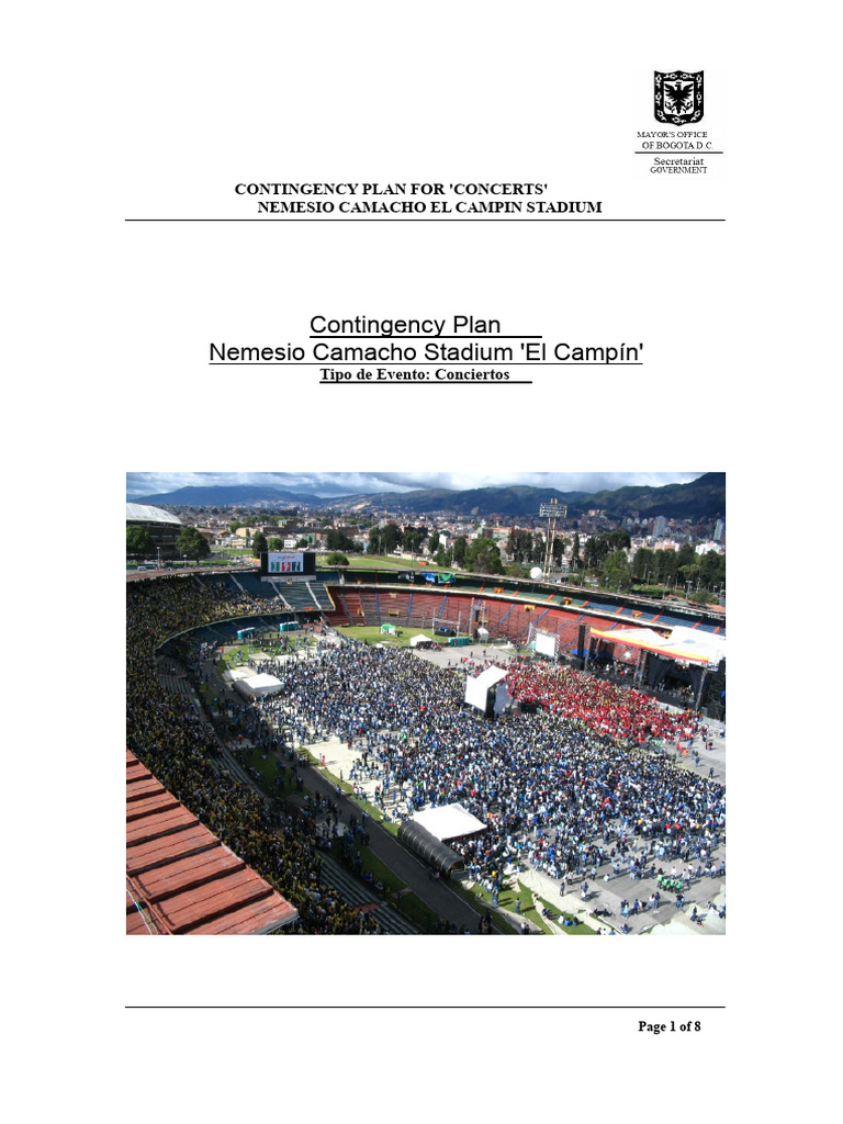 Contingency Plan EL CAMPIN for CONCERTS | PDF | Water | Occupational ...