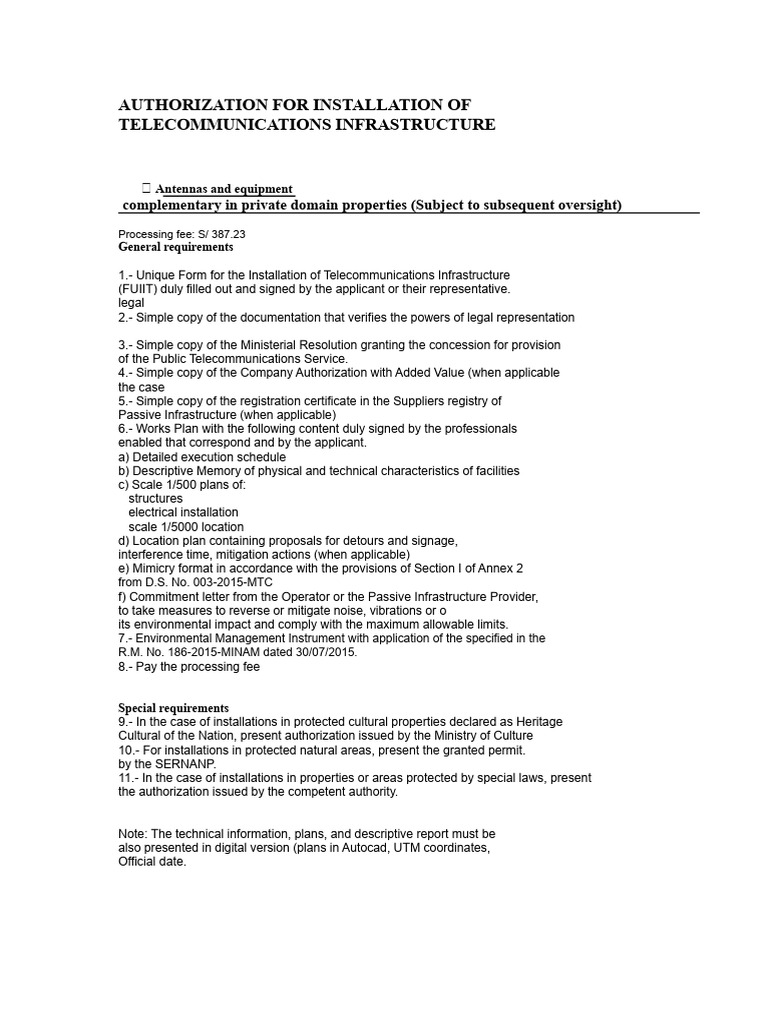 Telecommunications Infrastructure Installation Authorization | PDF ...