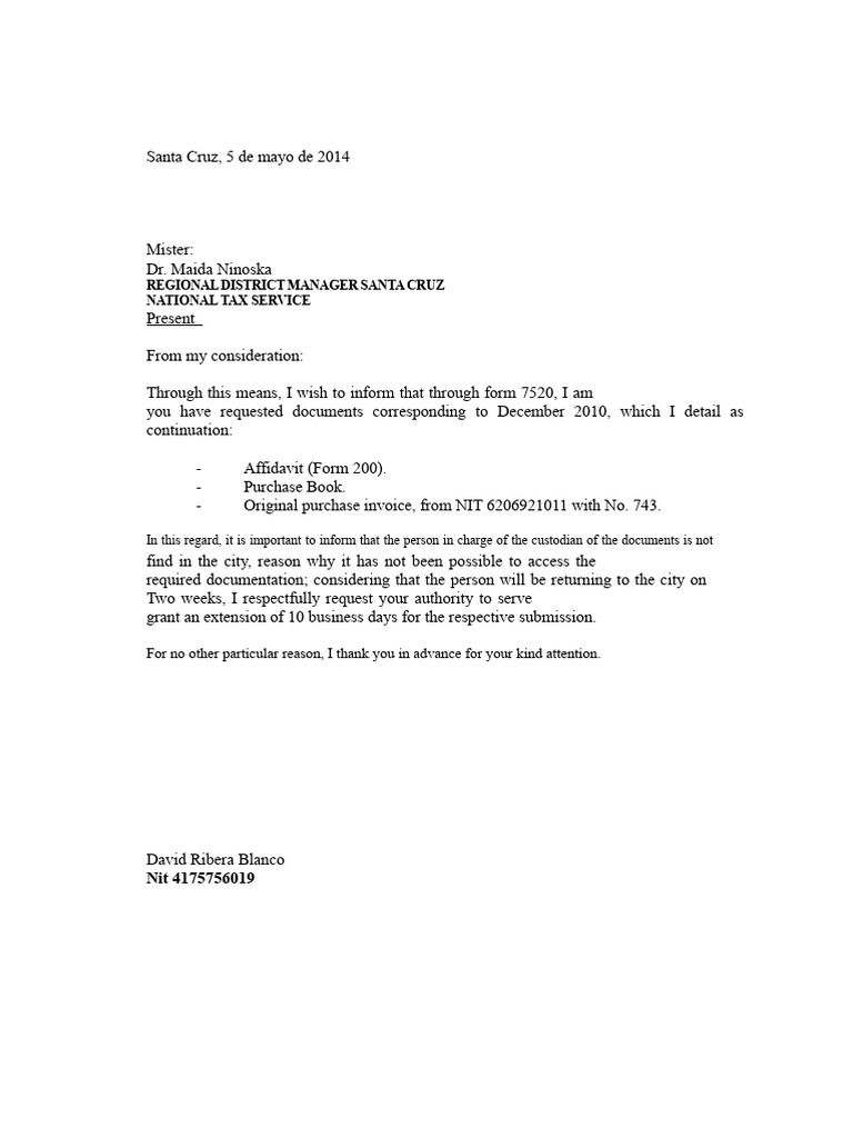 Letter of Request for Extension of Deadline | PDF