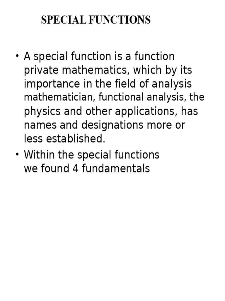 Overview of Special Functions in Mathematics | PDF