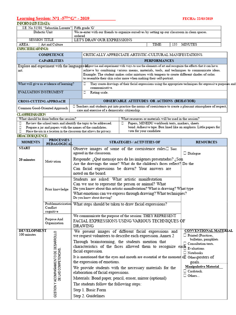 LEARNING SESSION N 1 Art and Cultural Facial Expressions. | PDF ...