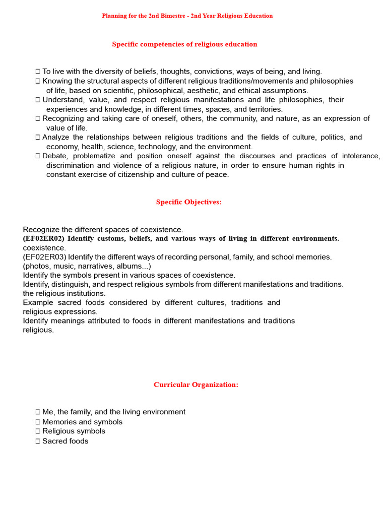 2nd Year Religious Education Planning | PDF | Traditions | Liberal Arts ...