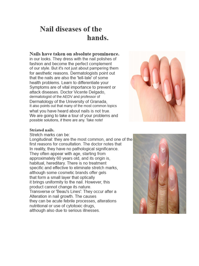 Nail Diseases of the Hands | PDF | Nail (Anatomy) | Medical Specialties