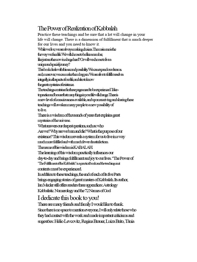 The Power of Realization of the Kabbalah | PDF | Jewish Mysticism ...