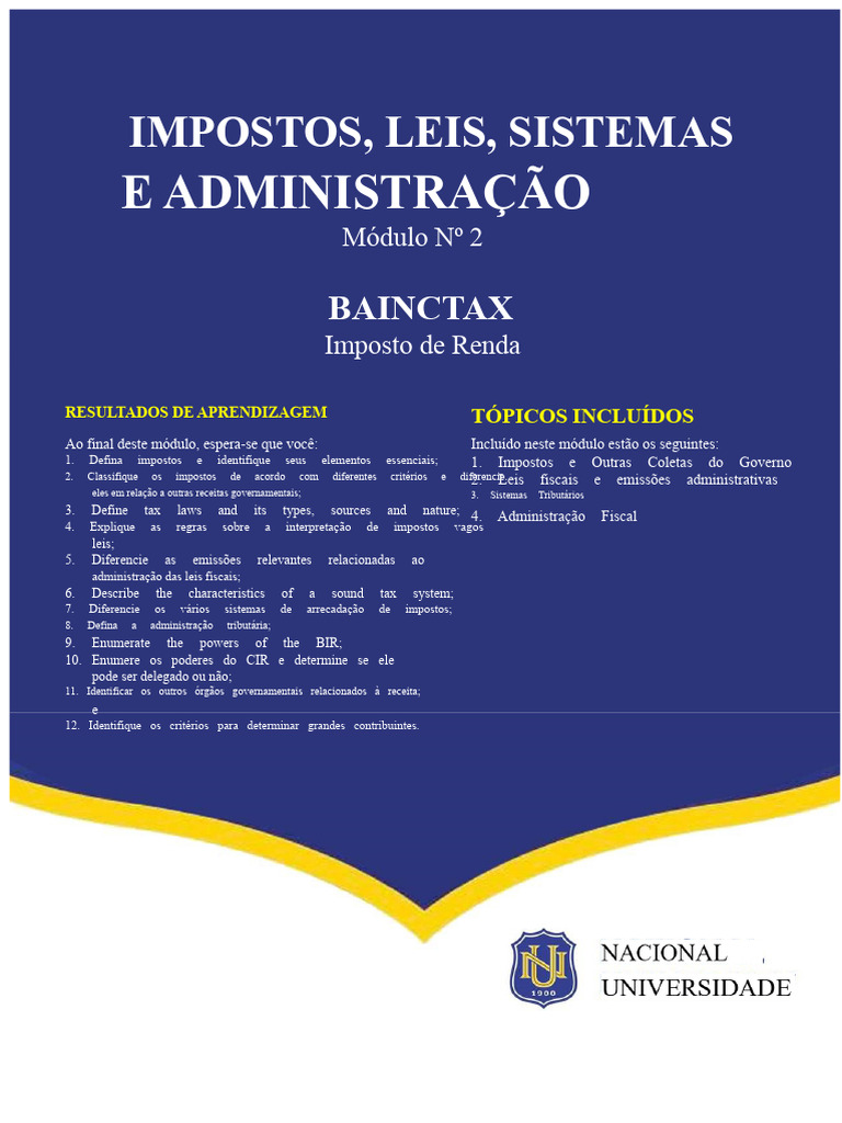 Módulo 02 - Impostos, Leis, Sistemas e Administração | PDF | Impostos ...