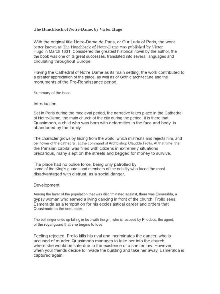 The Hunchback of Notre-Dame Overview | PDF | Claude Frollo | The ...