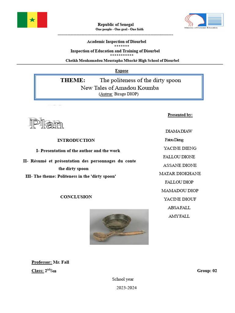 Presentation The new tales of Amadou Koumba presentation Yacine | PDF