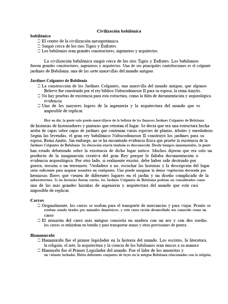 Civilización Babilónica | PDF | Babilonia | Mesopotamia