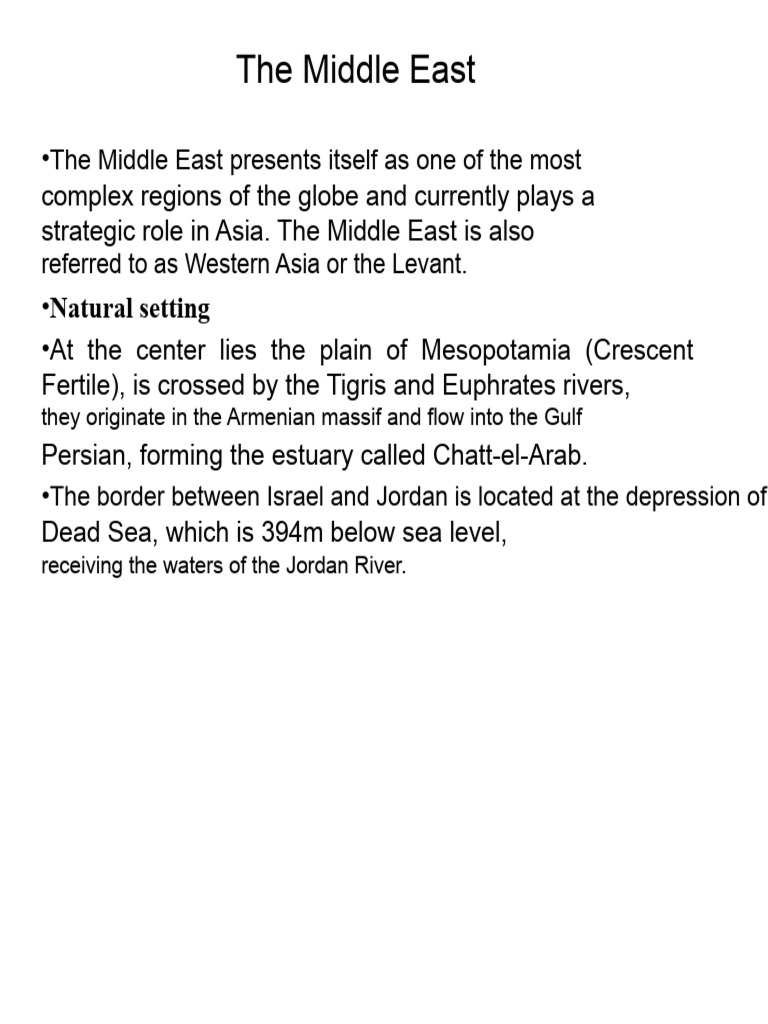 Middle East: Geography, Culture, and Conflicts | PDF | Middle East | Israel