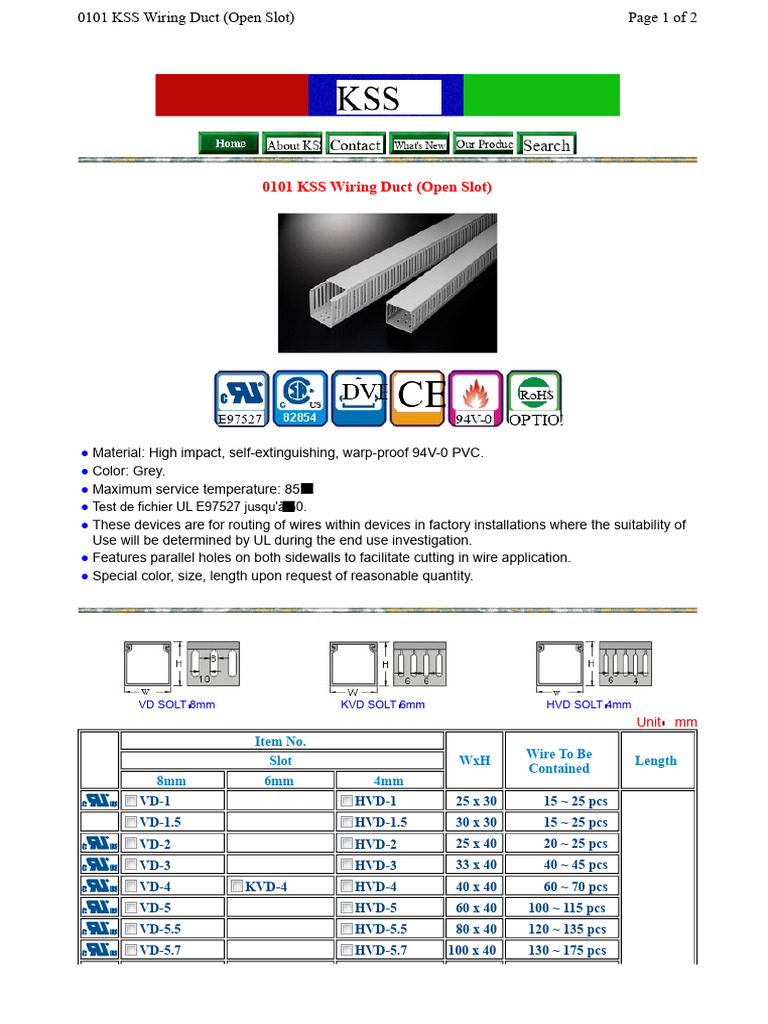 KSS Open Slot Wiring Duct Specifications | PDF