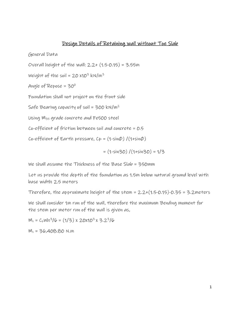 IIM Indore - Retaining Wall Design Details-18!02!2025 | PDF | Civil ...