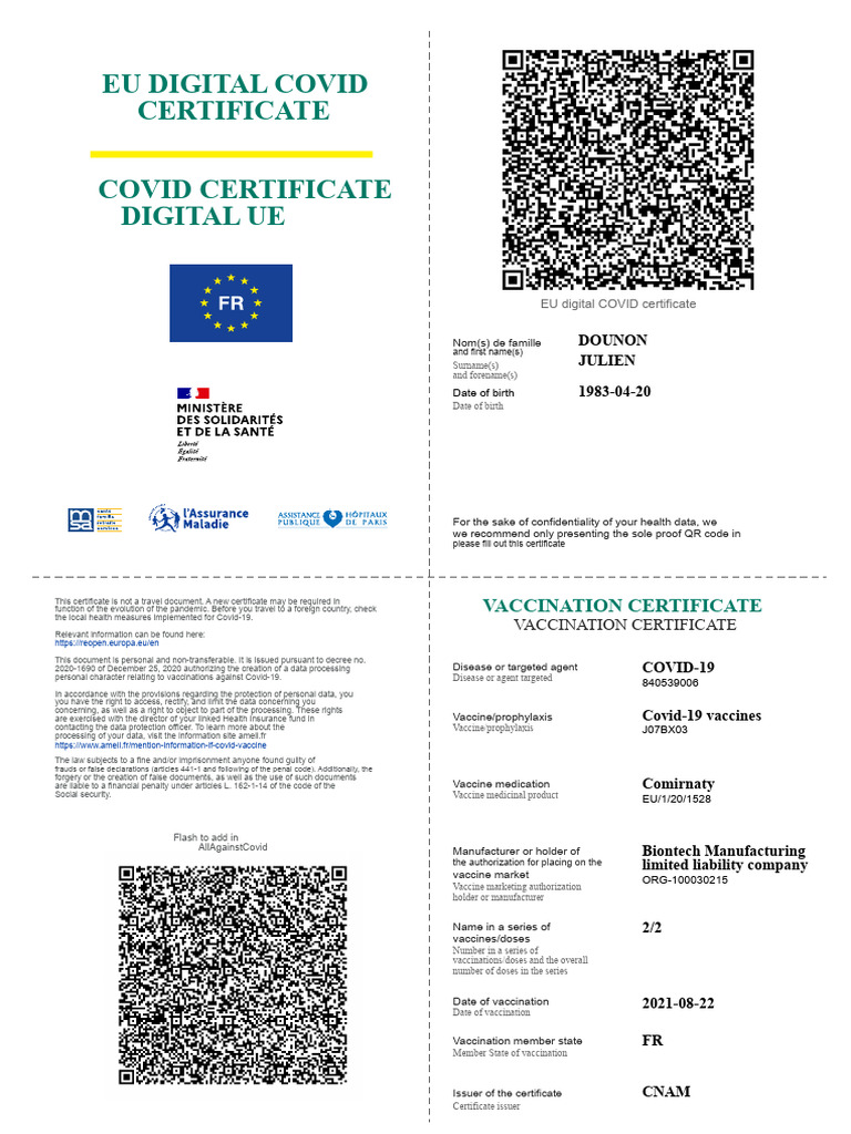 COVID Vaccination Certificate | PDF | Vaccination | Public Health