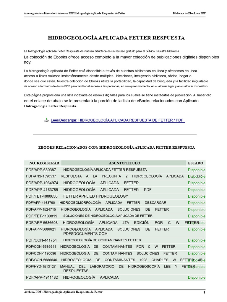 Hidrología Aplicada Fetter Respuesta | PDF | Mecánica | Informática