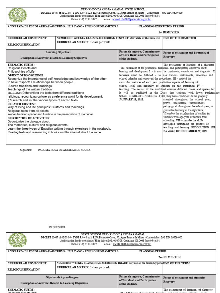 Planning 2023 Religious Education | PDF | Learning | Knowledge