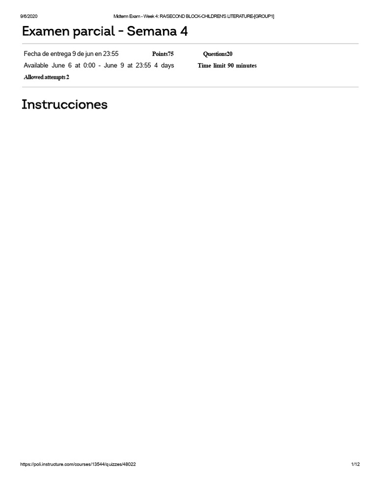 Partial exam 2 - Week 4_ RA_SECOND BLOCK-CHILDREN'S LITERATURE-[GROUP 1] | PDF