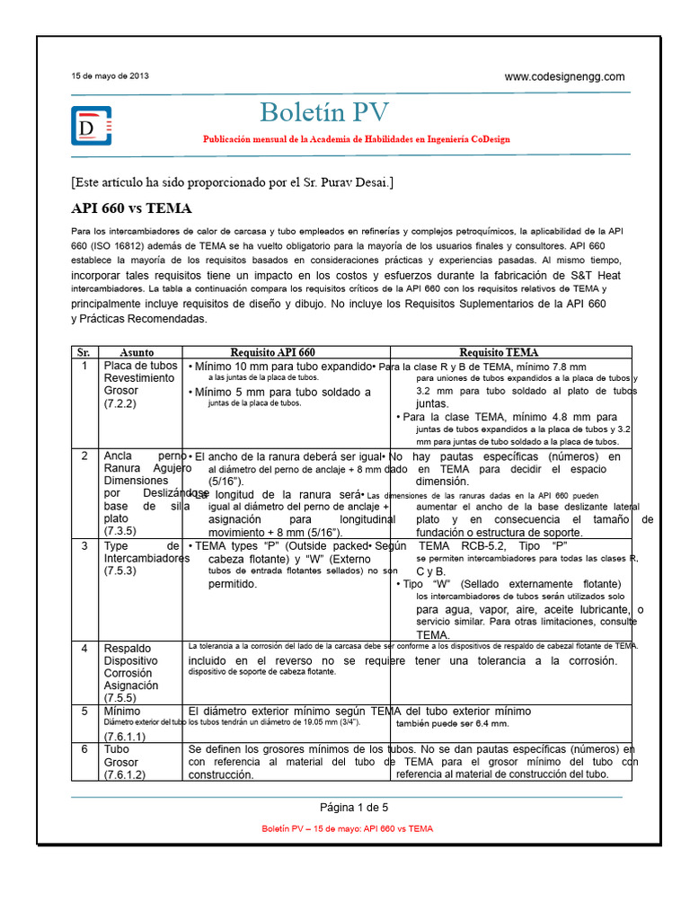 API 660 Vs TEMA | PDF | Soldadura | Construcción