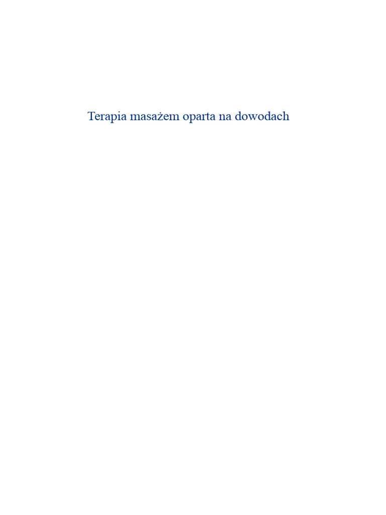 Terapia Masażu Oparta Na Dowodach | PDF