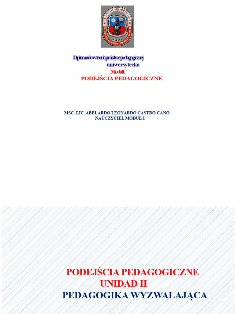 Prezentacja Jednostki II. Pedagogika Wyzwalająca Klasa NR 4 | PDF