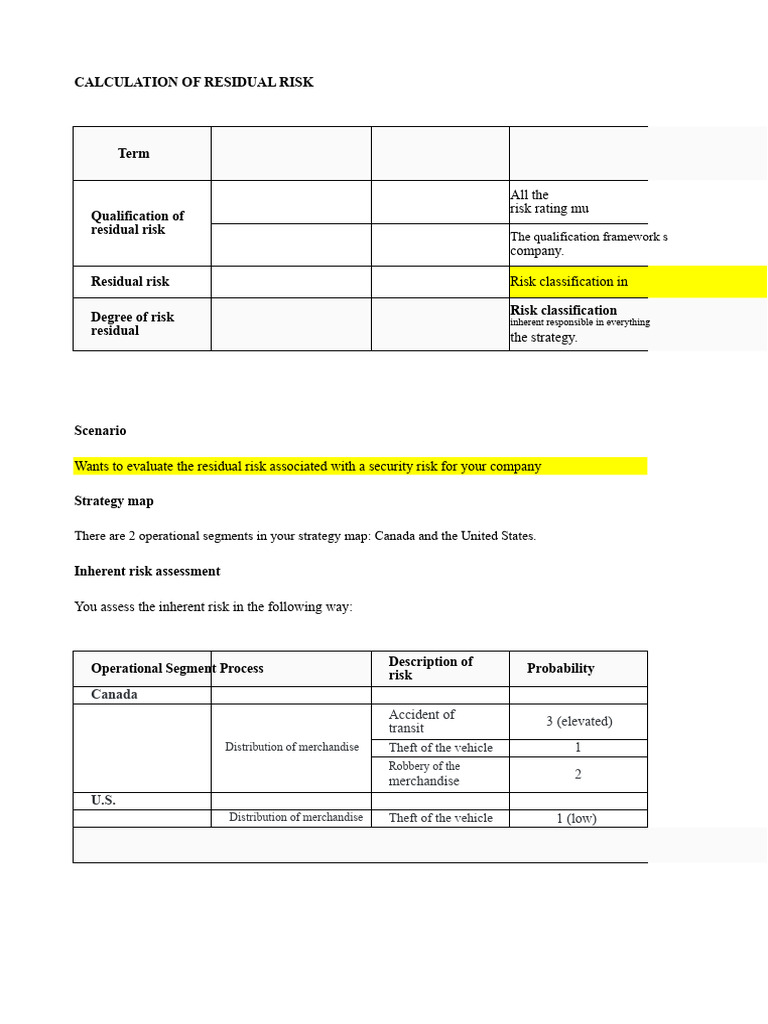 1.4.1. Example Calculation of Inherent and Residual Risk (1) | PDF ...