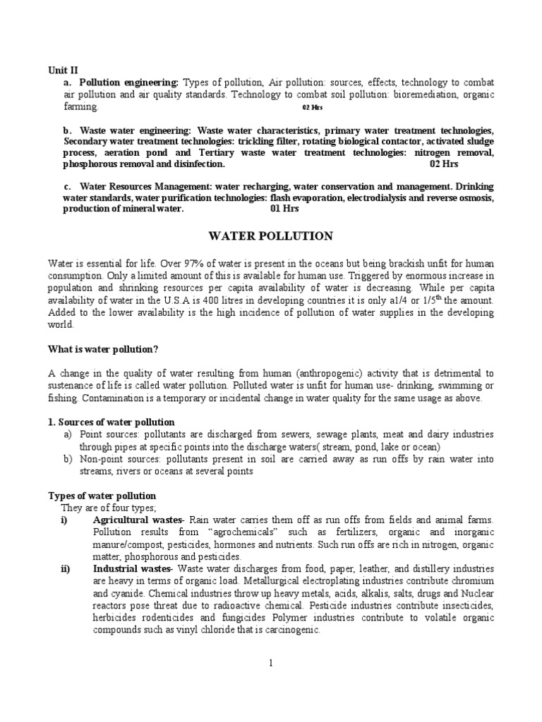 Unit II. Part - B. Waste Water Engineering | PDF | Sewage Treatment ...