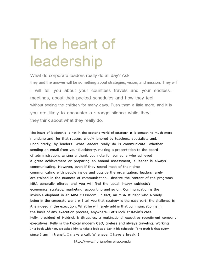 The Heart of Leadership | PDF | Communication