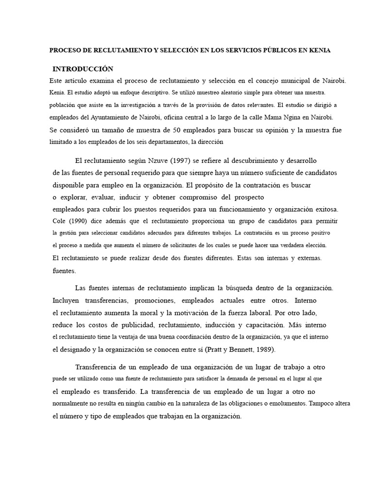 Proceso de Reclutamiento y Selección en Los Servicios Civiles en Kenia ...