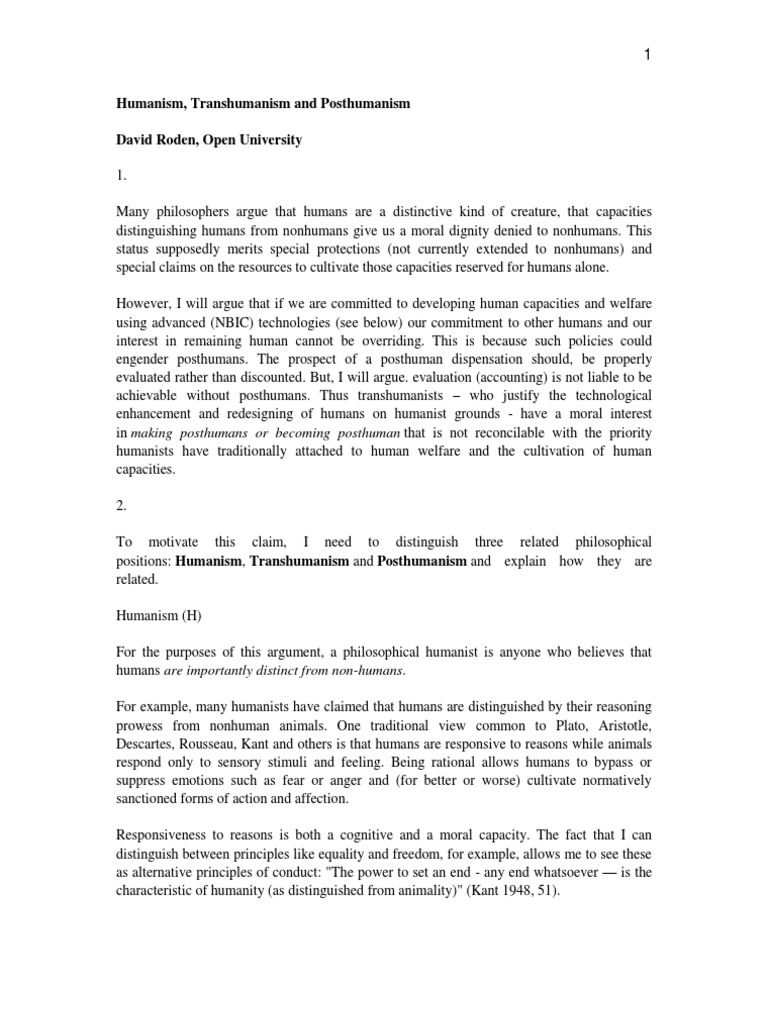 Humanism vs. Transhumanism Debate | PDF | Transhumanism | Posthuman