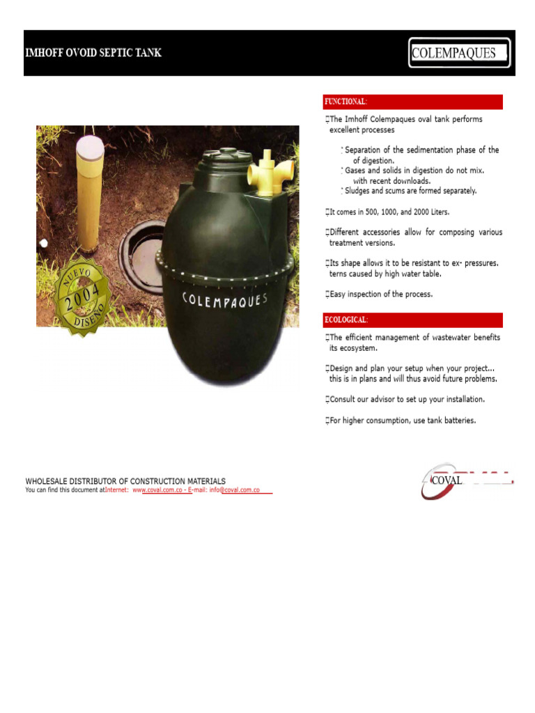 Imhoff Ovoid Septic Tank Overview | PDF | Septic Tank | Water