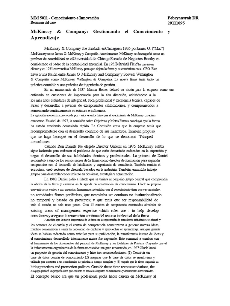 McKinsey y Compañía Gestión Del Conocimiento y Aprendizaje | PDF | Mc ...