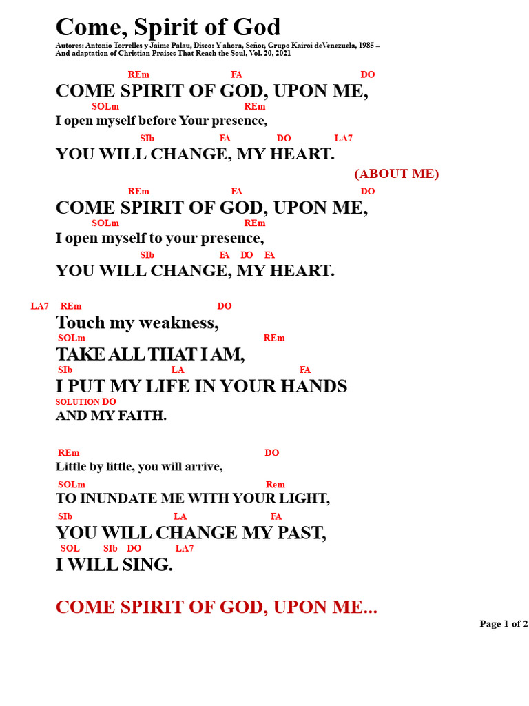 Come Spirit of God (1) | PDF | Systematic Theology | Christian Belief ...