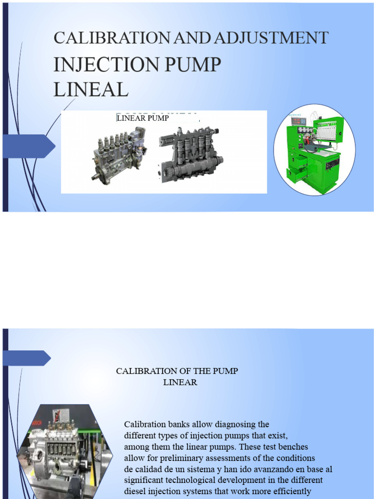CALIBRATION AND ADJUSTMENT OF LINEAR INJECTION PUMP | PDF | Calibration ...