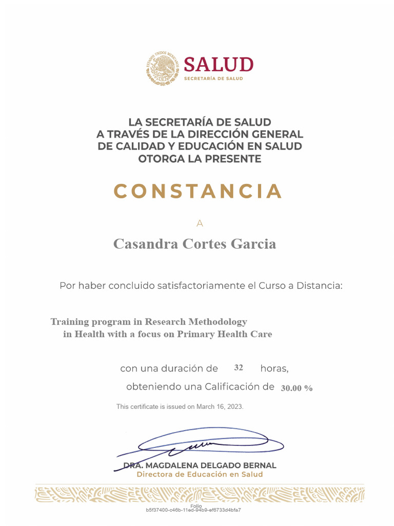 Research Methodology Training Certificate | PDF