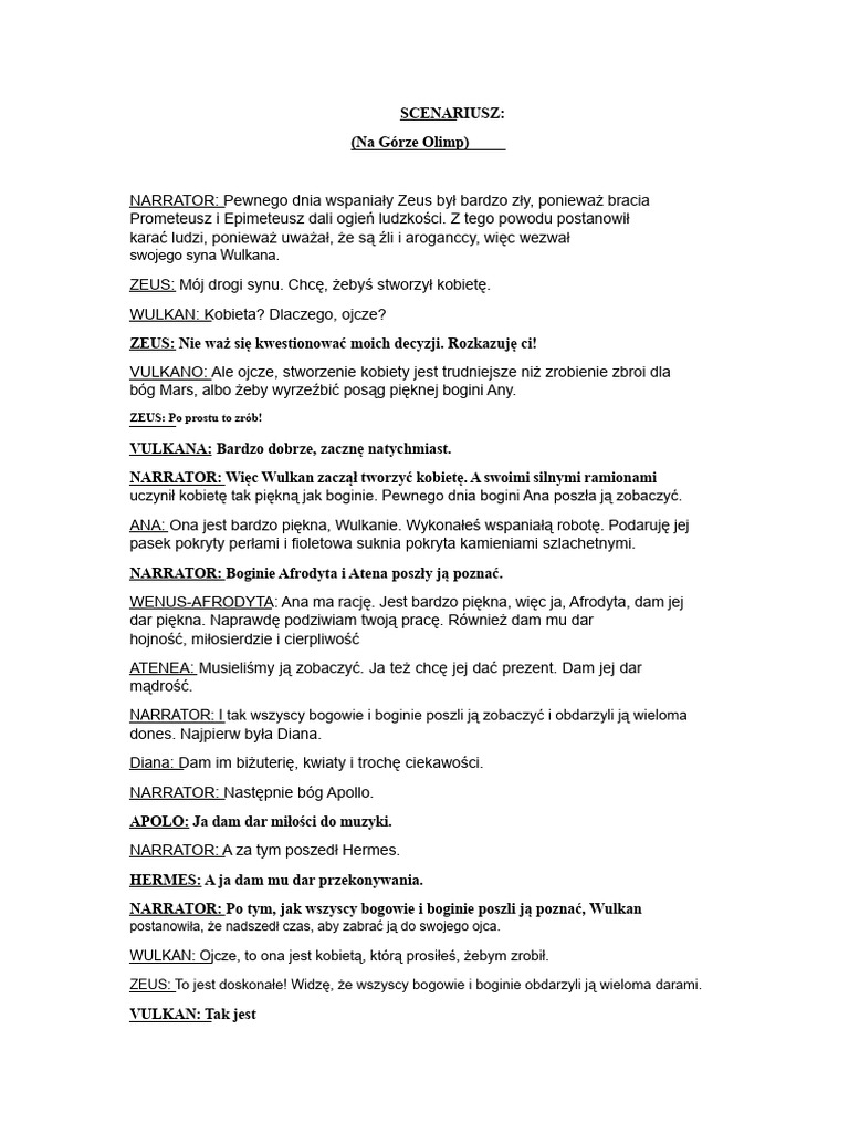 Scenariusz Pudełka Pandory | PDF