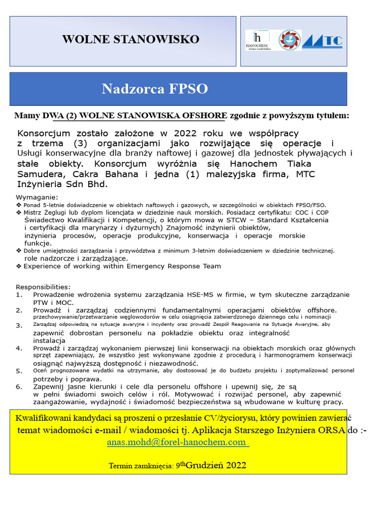 Marlin Natuna Oferty Pracy Fala 2-1 PDF | PDF