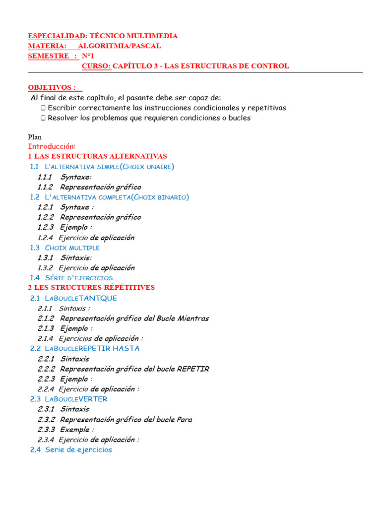Capítulo 3 Las Estructuras de Control | PDF | Algoritmos | Flujo de control