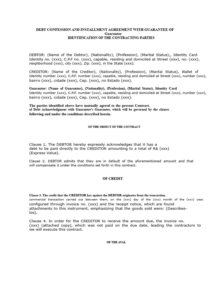 CONFESSION AND INSTALLMENT OF DEBT WITH GUARANTEE OF GUARANTOR.doc ...
