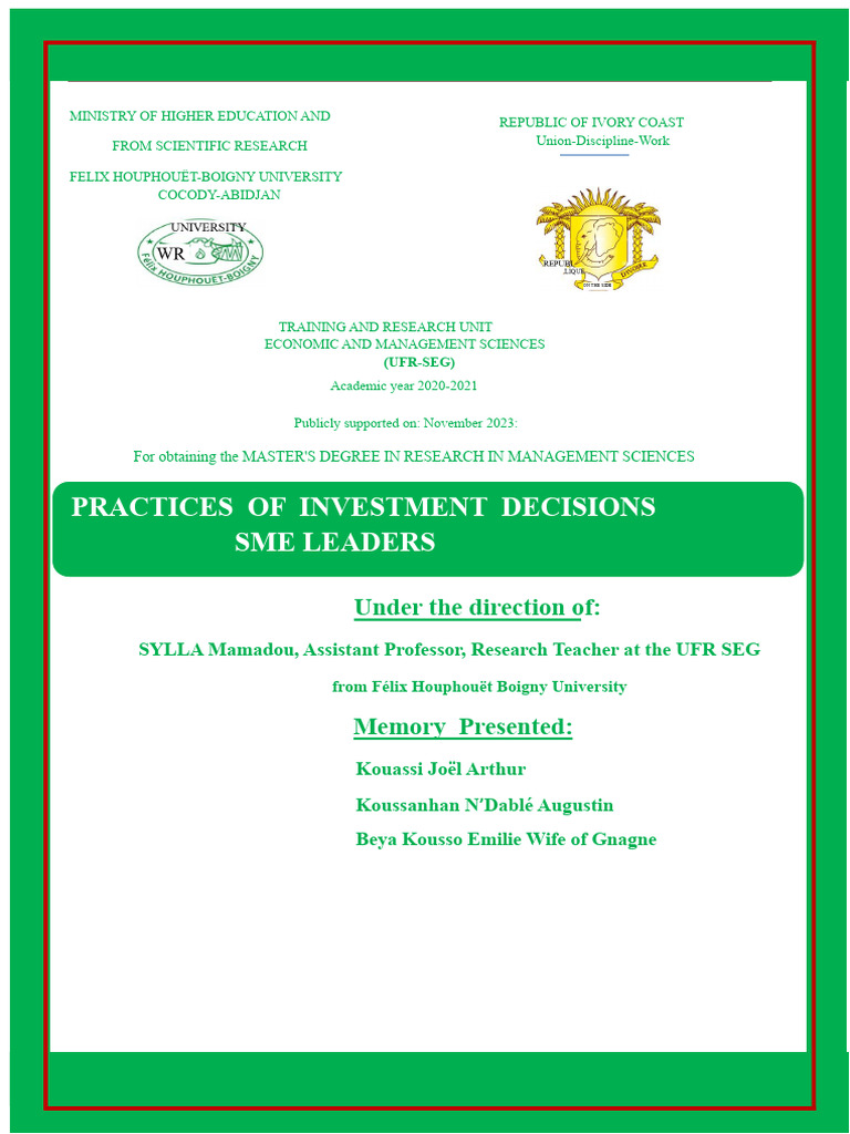 master's thesis - final defense | PDF | Net Present Value | Expense