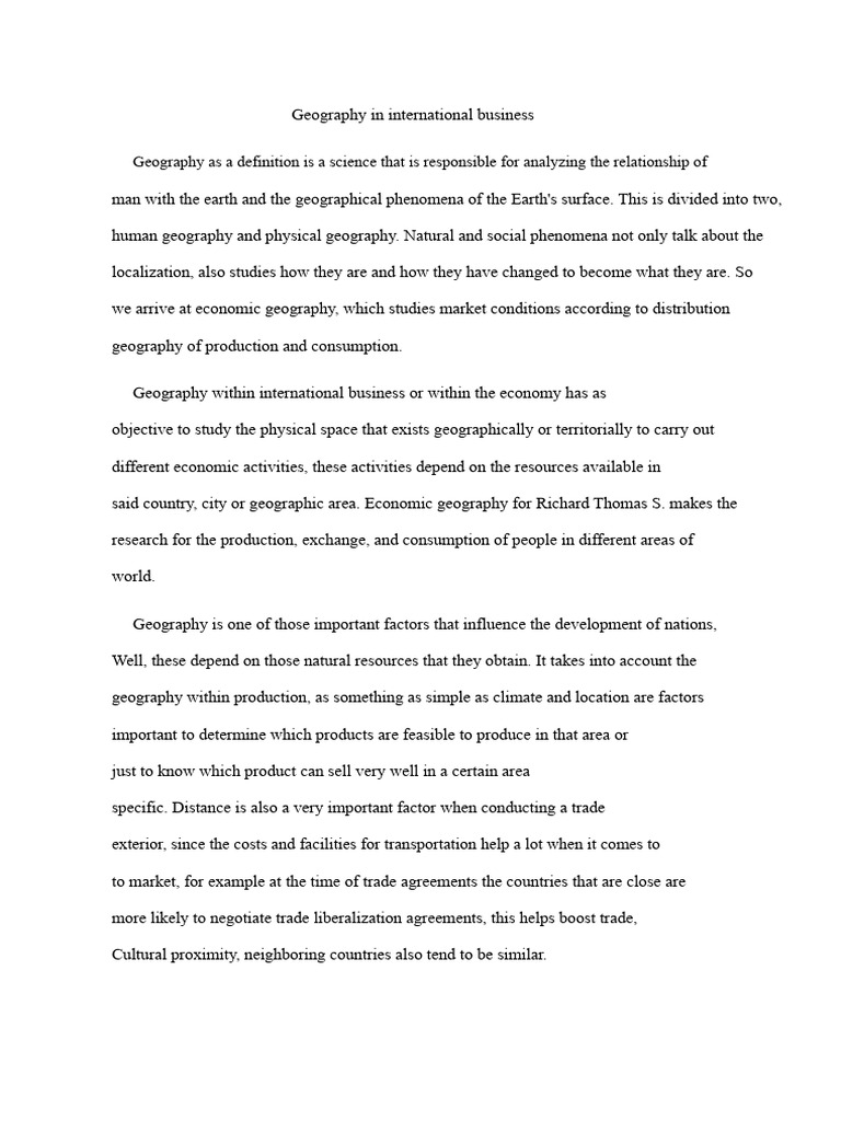 Geography's Role in International Business | PDF | Geography | Economies