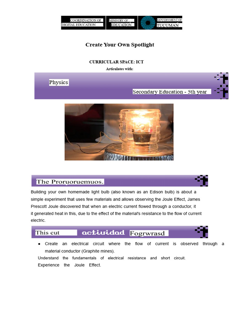 Build Your Own Homemade Light Bulb | PDF | Electric Current ...