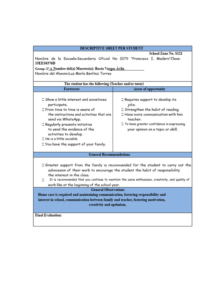 DESCRIPTION SHEET 2A-B ENGLISH | PDF | Teachers | Creativity
