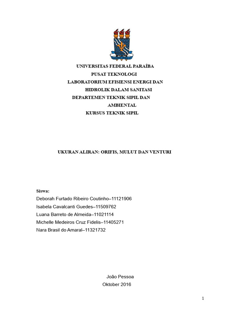 Ukuran Aliran: Orifis dan Venturi | PDF