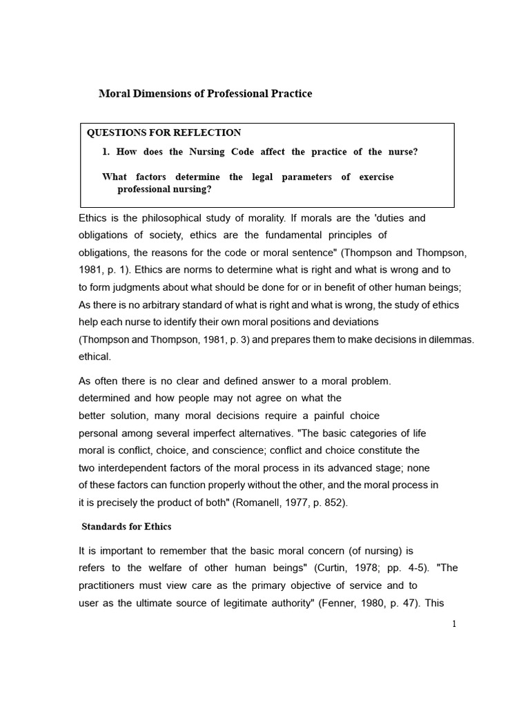 MORAL AND LEGAL DIMENSIONS OF PROFESSIONAL NURSING PRACTICE.pdf | PDF ...