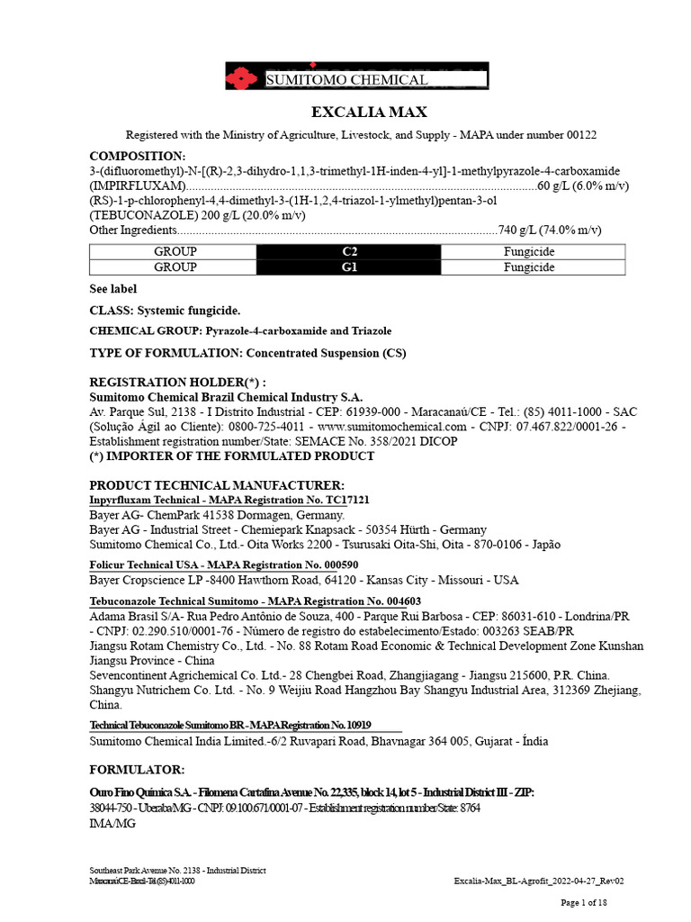 Excalia Max: Systemic Fungicide for Soybeans | PDF | Fungicide ...