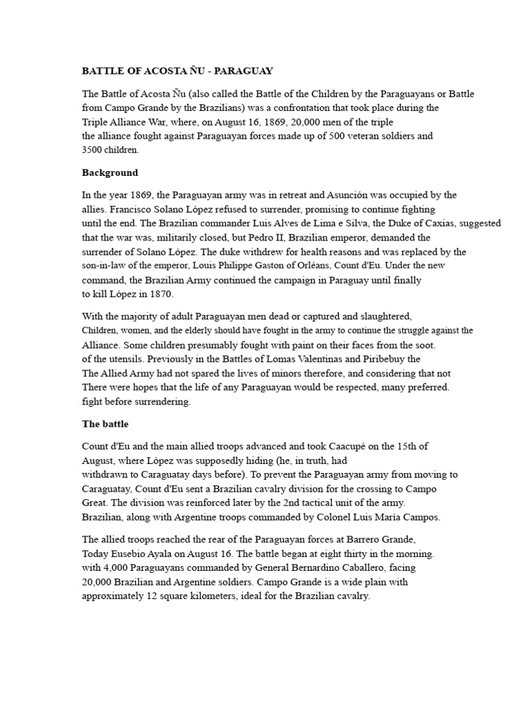 Battle of Acosta Ñu | PDF | Military | Conflicts