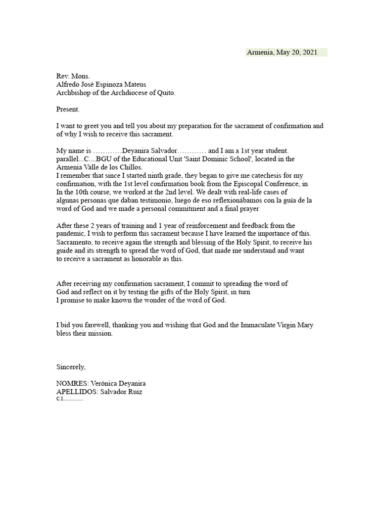 LETTER TO THE BISHOP | PDF